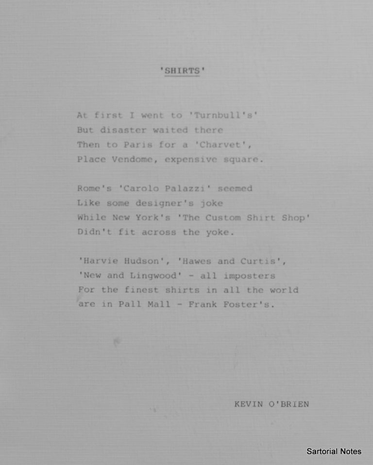 Shirtmaker Frank Foster continues in Pall Mall